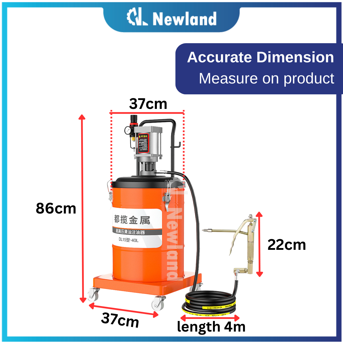 40L Pneumatic Air Grease Pump Full Set - 50:1 Pneumatic Lubricator Pam ...