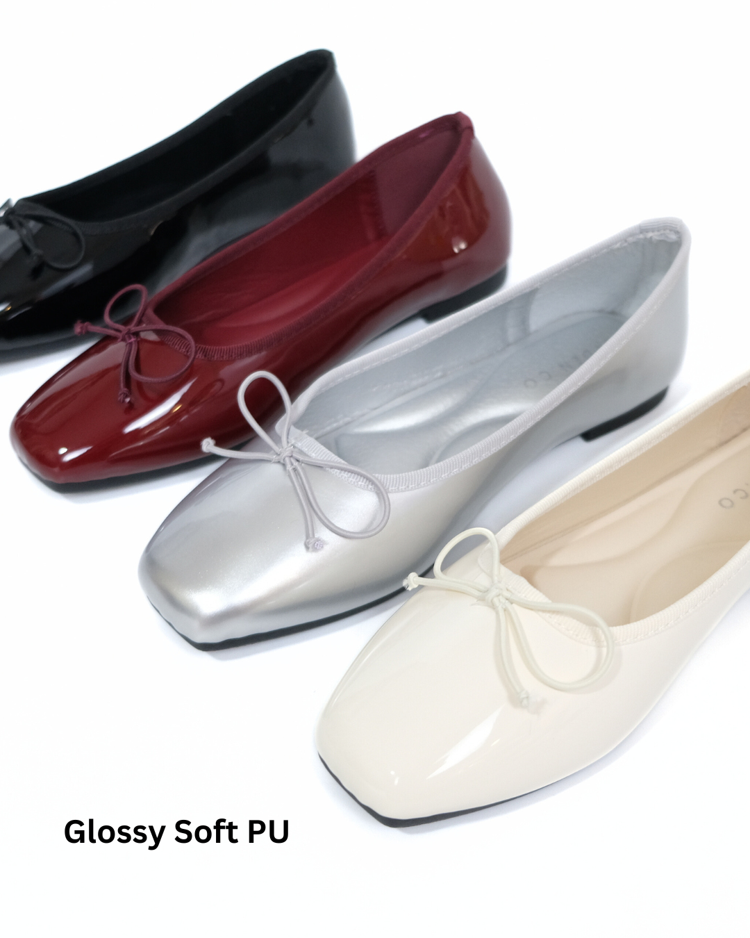 Lyden Mary Jane Glossy Flats - White//Silver//Maroon//Classic Black ...