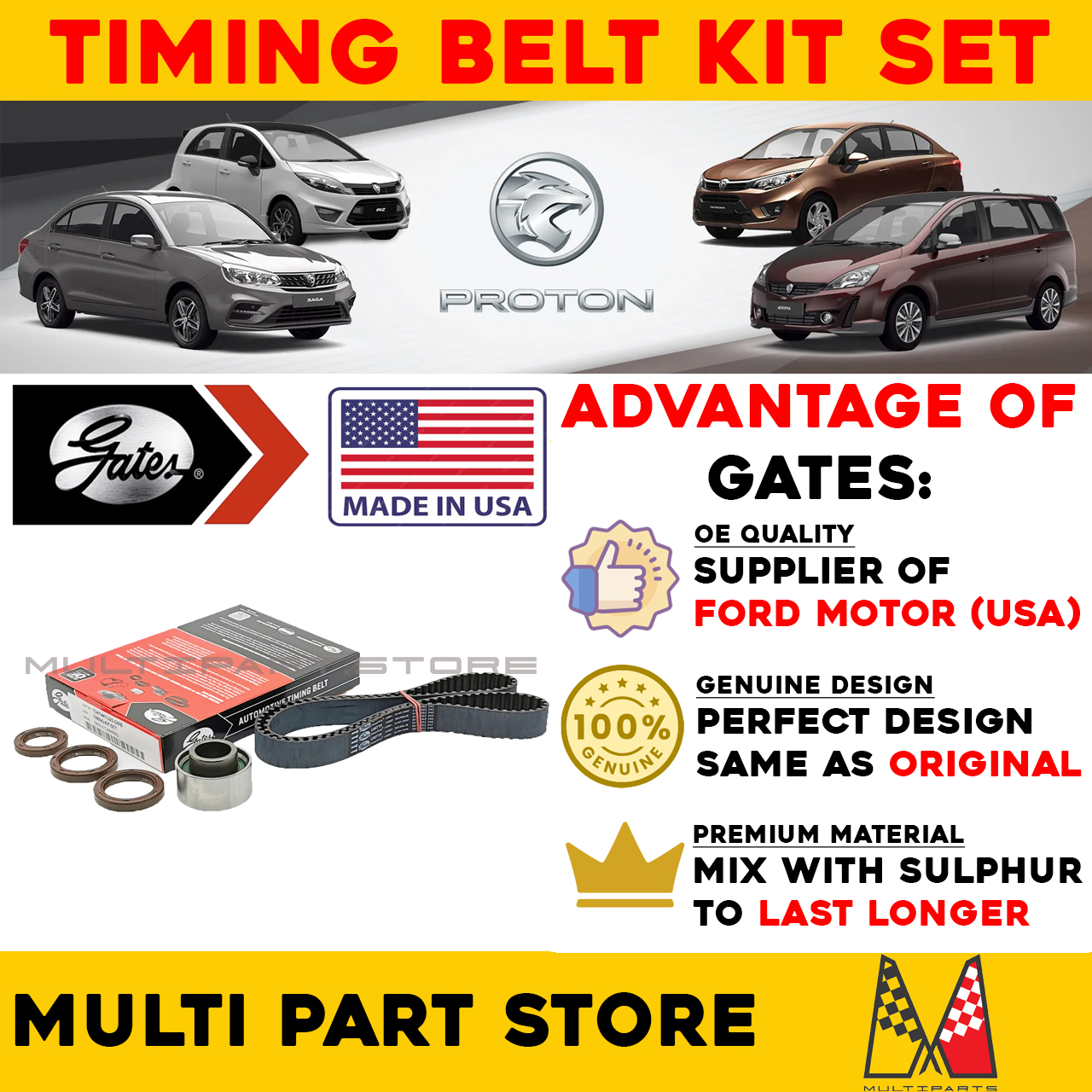 【GAIDO】Timing Belt Set Proton Persona Iriz Saga FLX VVT Exora Bold ...