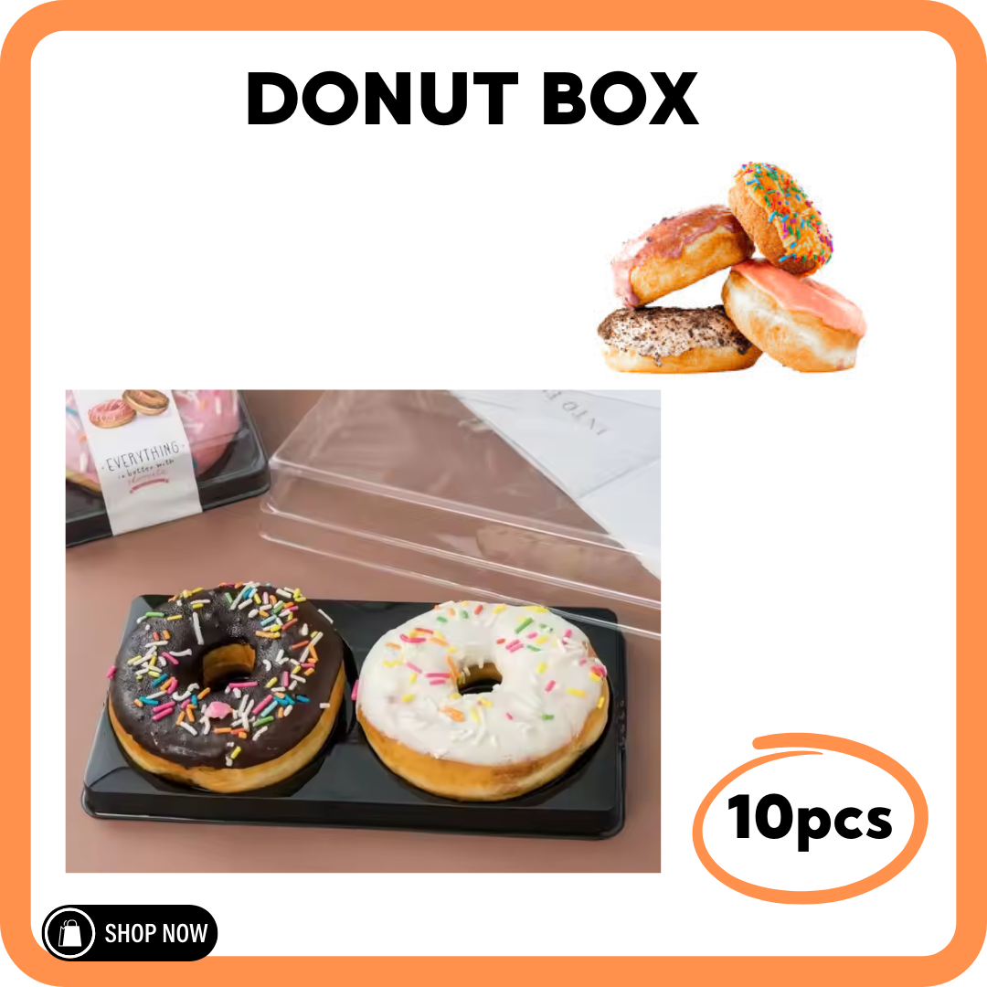 Bekas Donut 2 Holes Donut Box Rectangular Disposable Plastic Transparent Plastic Packaging Boxes ...