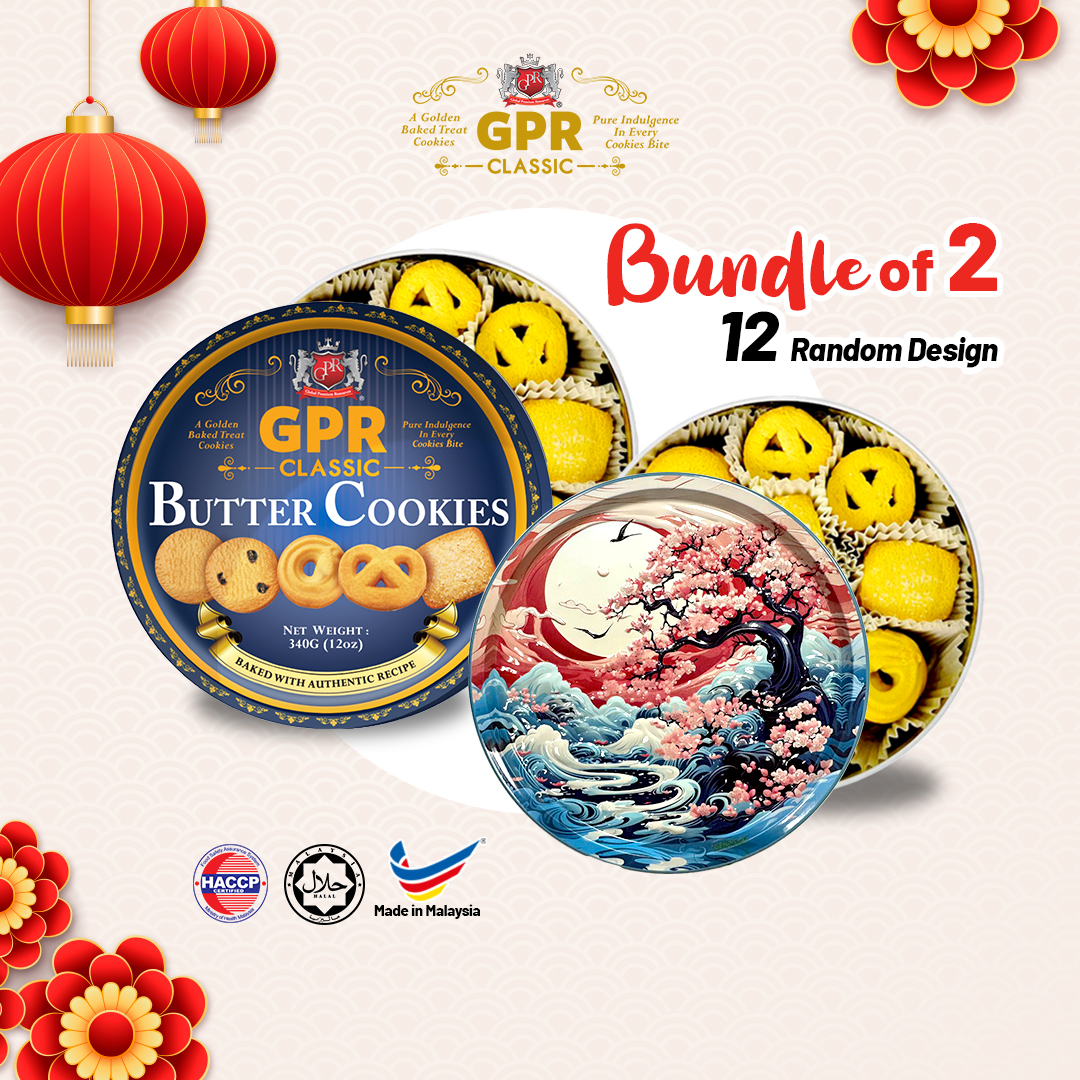 [Twin Combination CNY] GPR Classic Butter Cookies 340g x 2) – 12 Oriental Design (Random) Gift ...