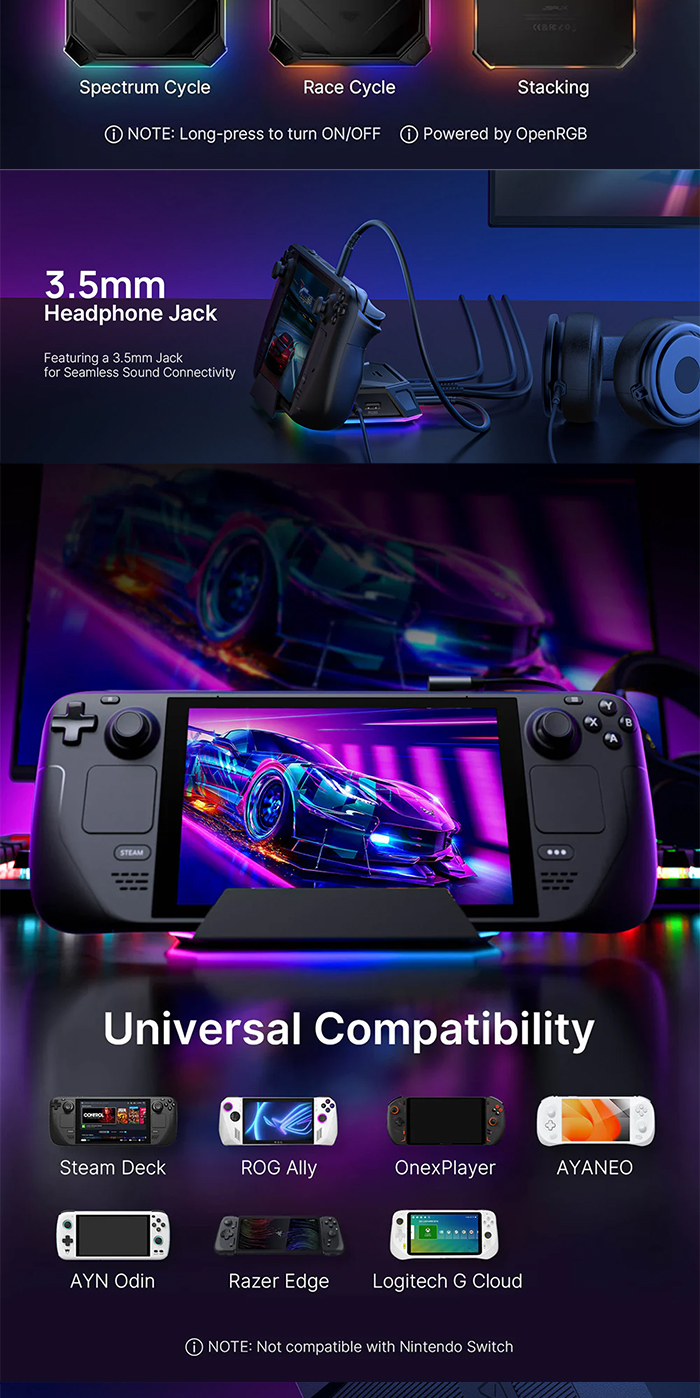 JSAUX HB0801S Black 8-Port RGB Docking Station Pro 8-in-1 Multifunction ...