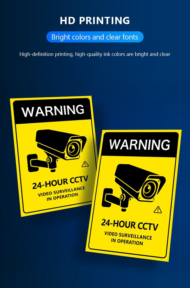 Warning Camera Sign Notice Sticker 24-HOUR CCTV VIDEO SURVEILLANCE IN ...