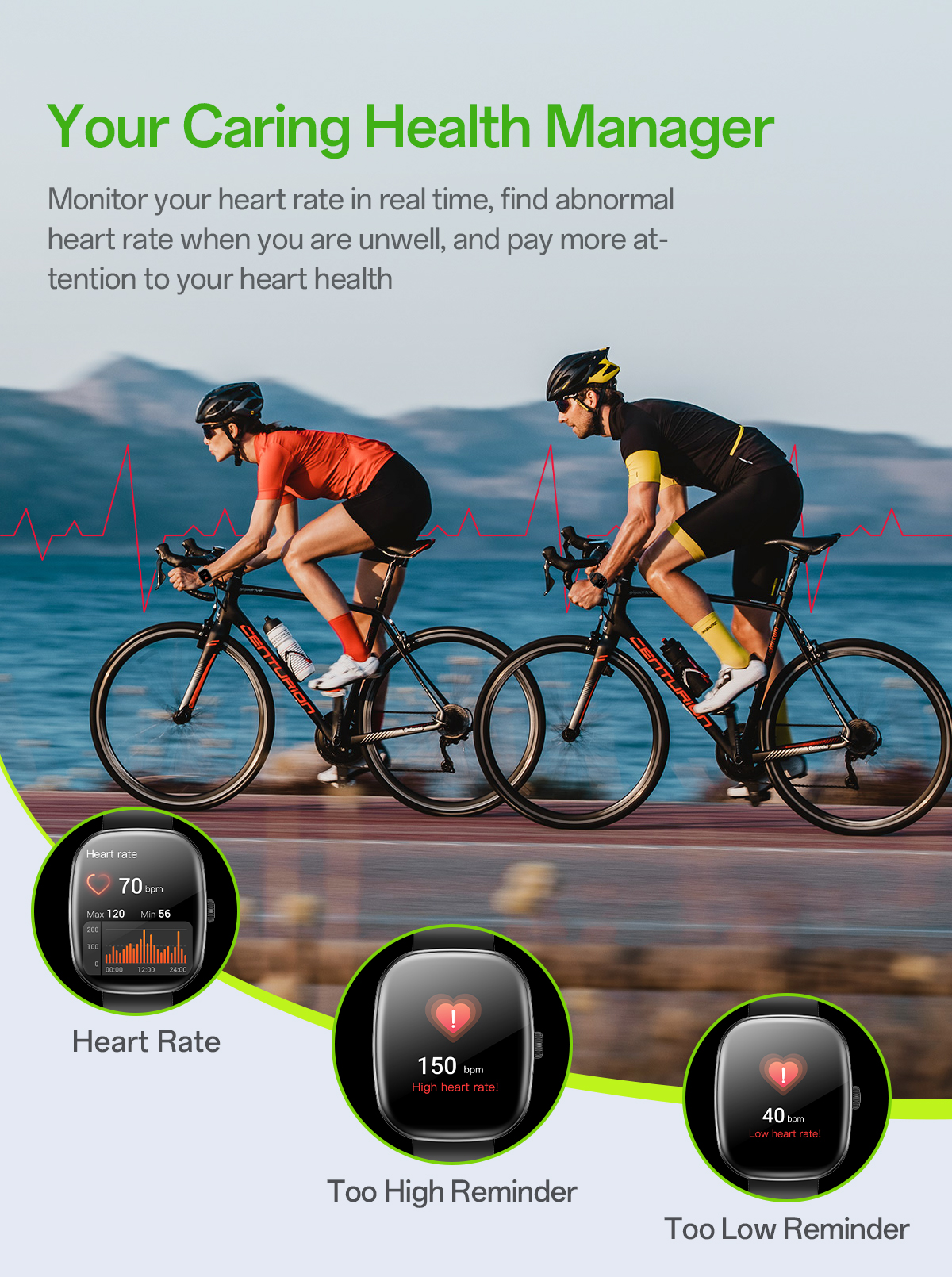 Aolon&Huafit S7 Smart Watch 1.85"HD Full Touch Screen Bluetooth WA Call ...