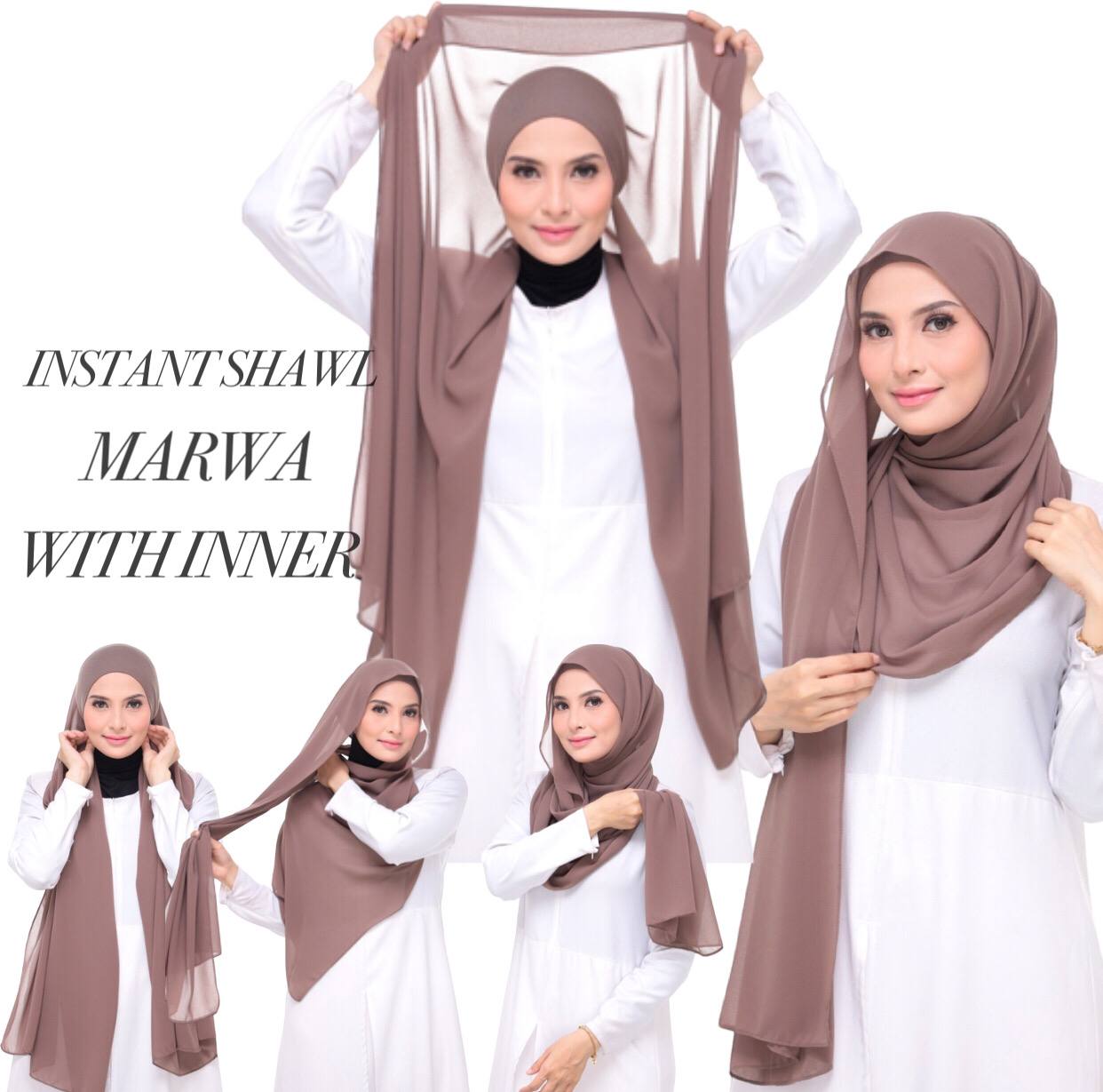 INSTANT SHAWL MARWA WITH INNER (2.0) / SHAWL ATTACHED WITH INNER FULL ...
