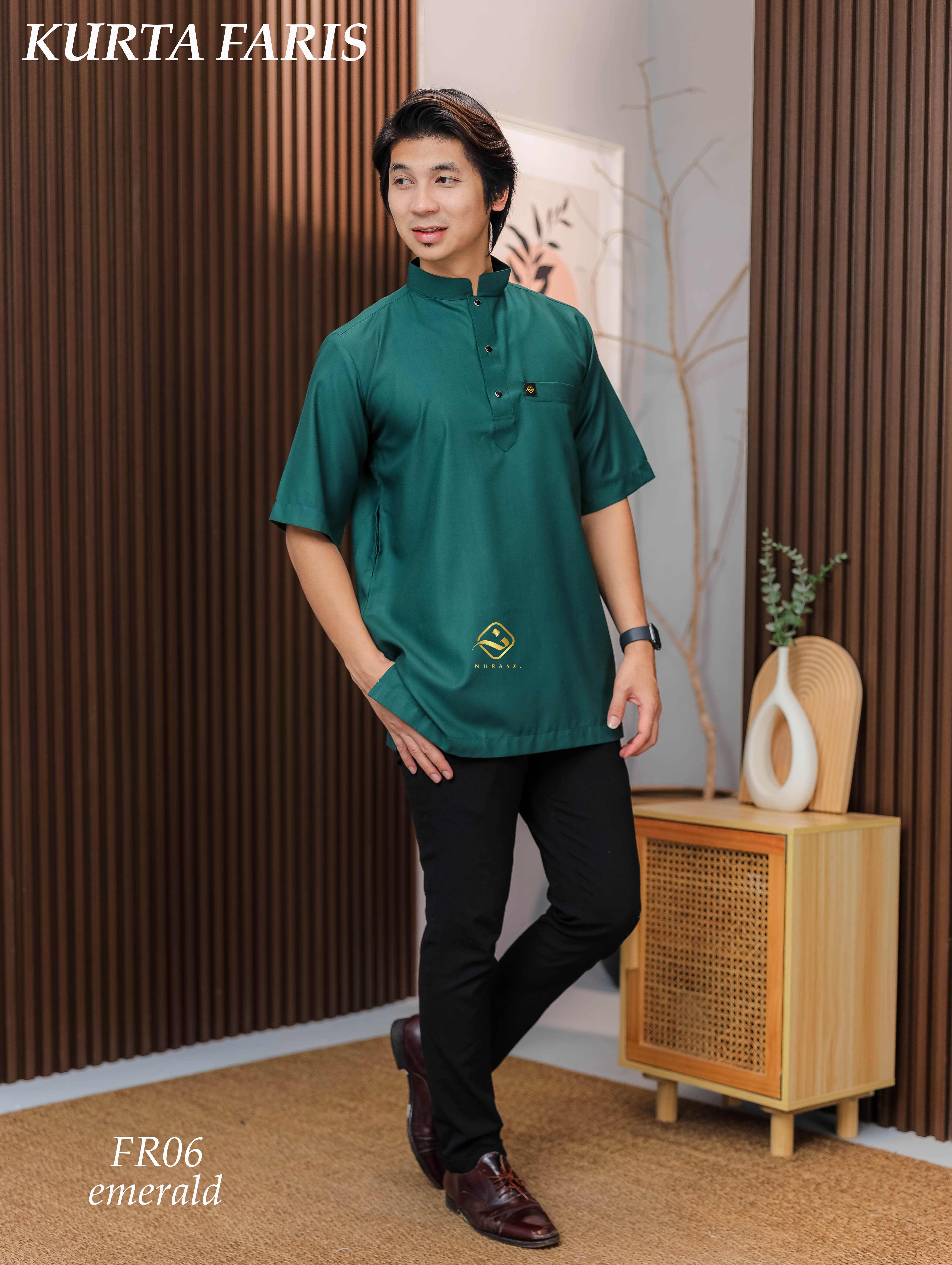 KURTA FARIS LENGAN PENDEK CEKAK MUSANG | Shopee Malaysia