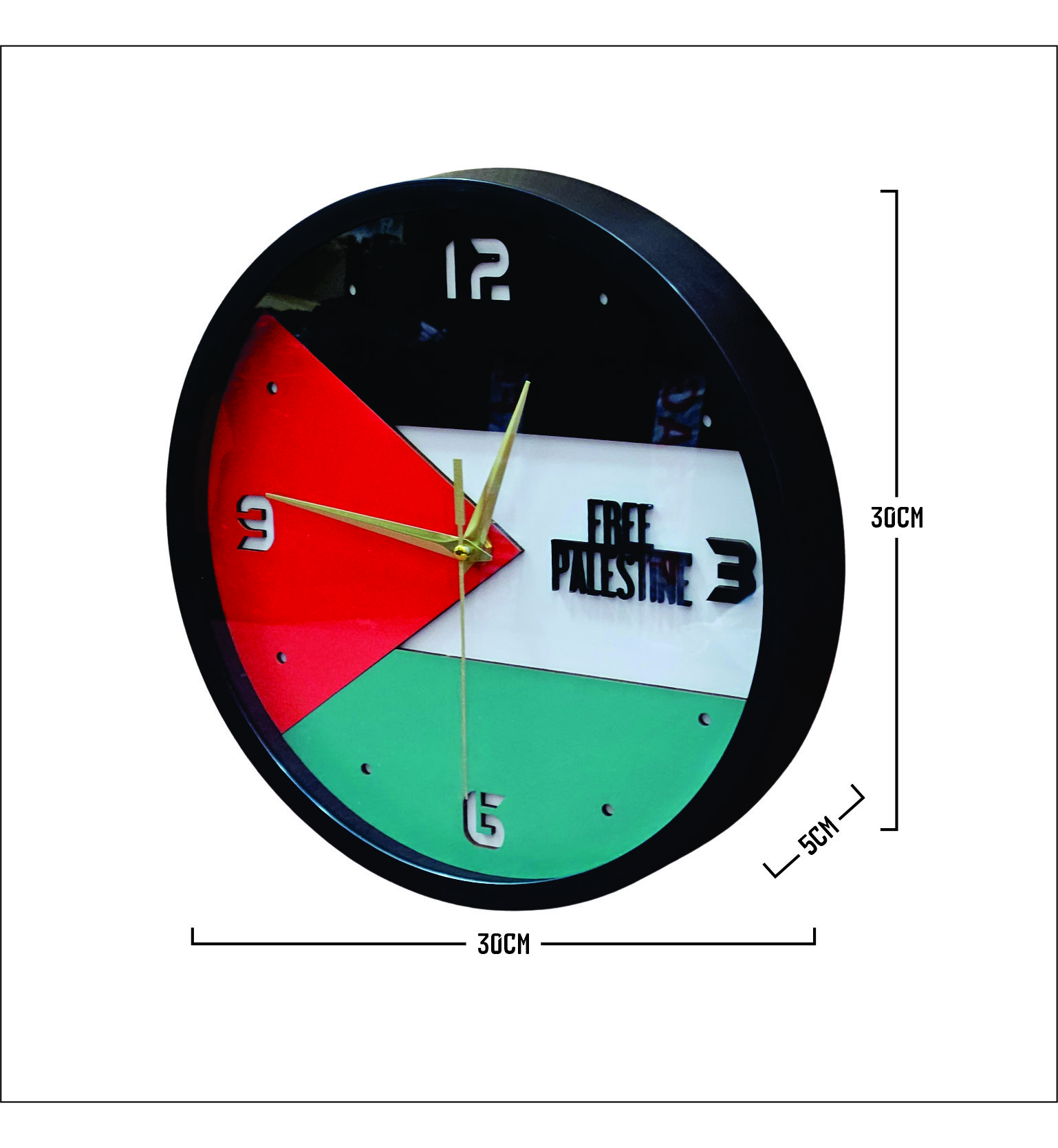 Jam Dinding FREE Palestine Wall Clock Limited Edition Wall Clock 30cm ...