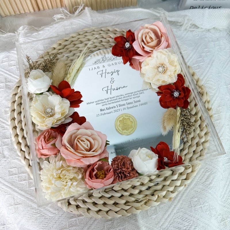 Gubahan Frame 3D Mas Kahwin Mahar- PLAT Hantaran Mas Kahwin Ijab Qabul ...
