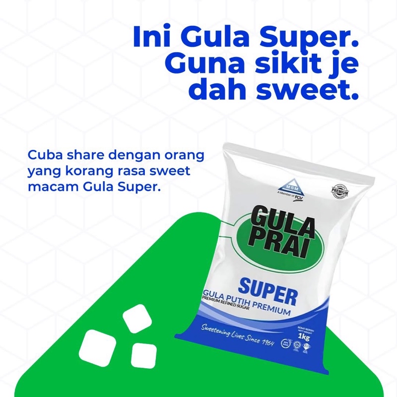 Gula Putih Premium 1kg x 12 Pack Prai Refined Sugar With Packing Box ...