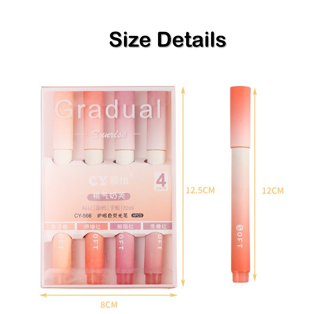 🇲🇾 Ready Stock 4pcs Macaron Gradient Highlighter Set Multiple Colors ...