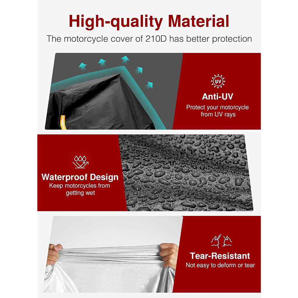 Motorcycles Cover 3 Layers Waterproof Cover Motor Outdoor Anti-Dust UV ...