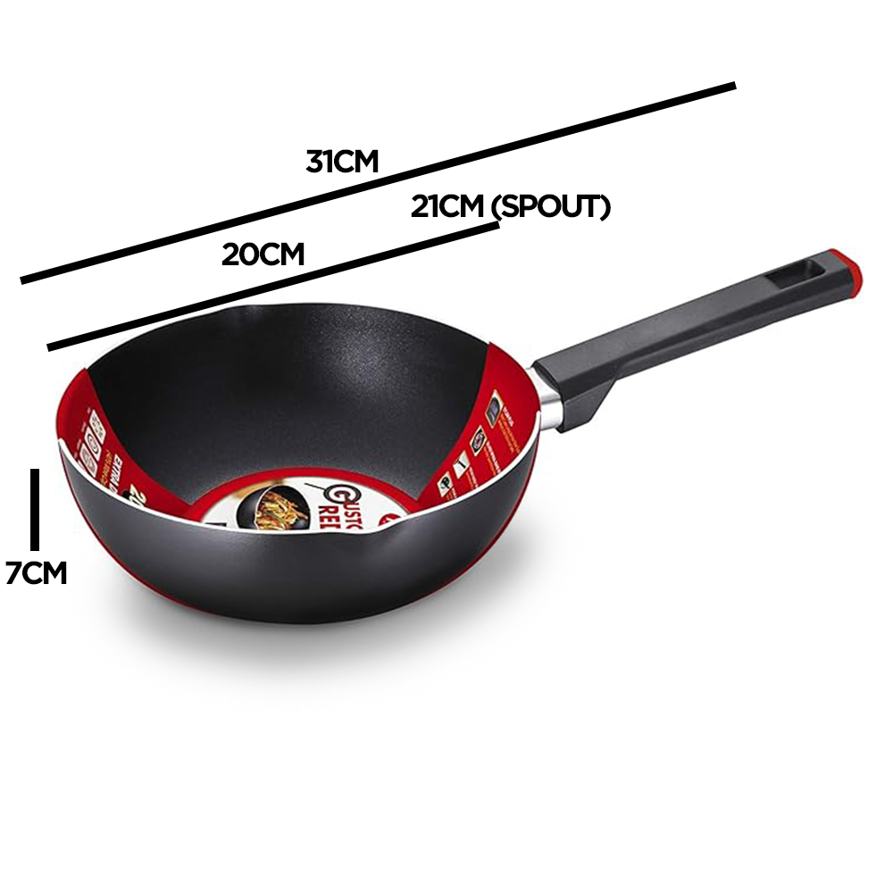 ASD Gusto Red Series 20CM Deep Wok Pan with Pouring Spouts - (20CM ...