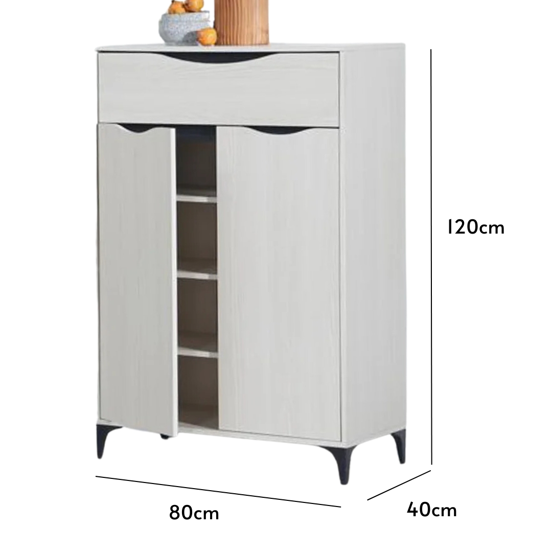 Furniture Direct DULCINE 2 Door 1 Drawer Shoe Cabinet-White | Shopee ...