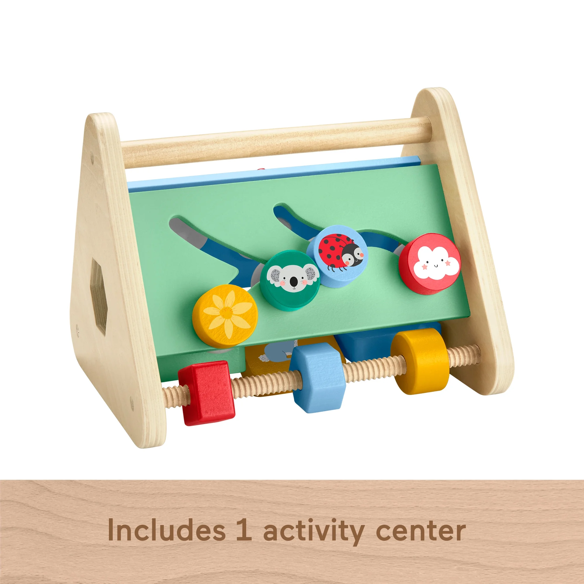 Fisher-Price Wooden Activity Triangle, 2-Sided Fine Motor Toy For Baby ...