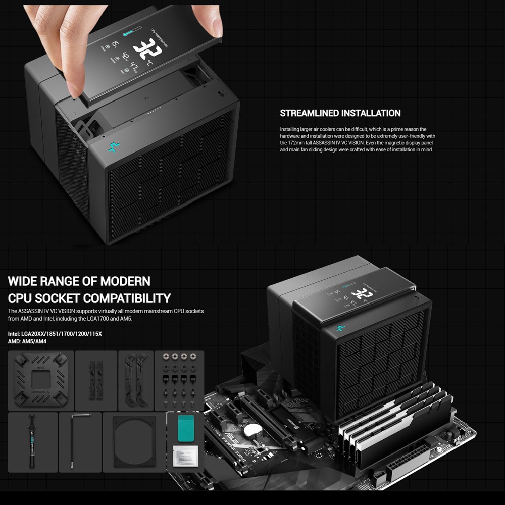 DeepCool ASSASSIN IV VC VISION Digital Dual-Tower Vapor Chamber CPU ...