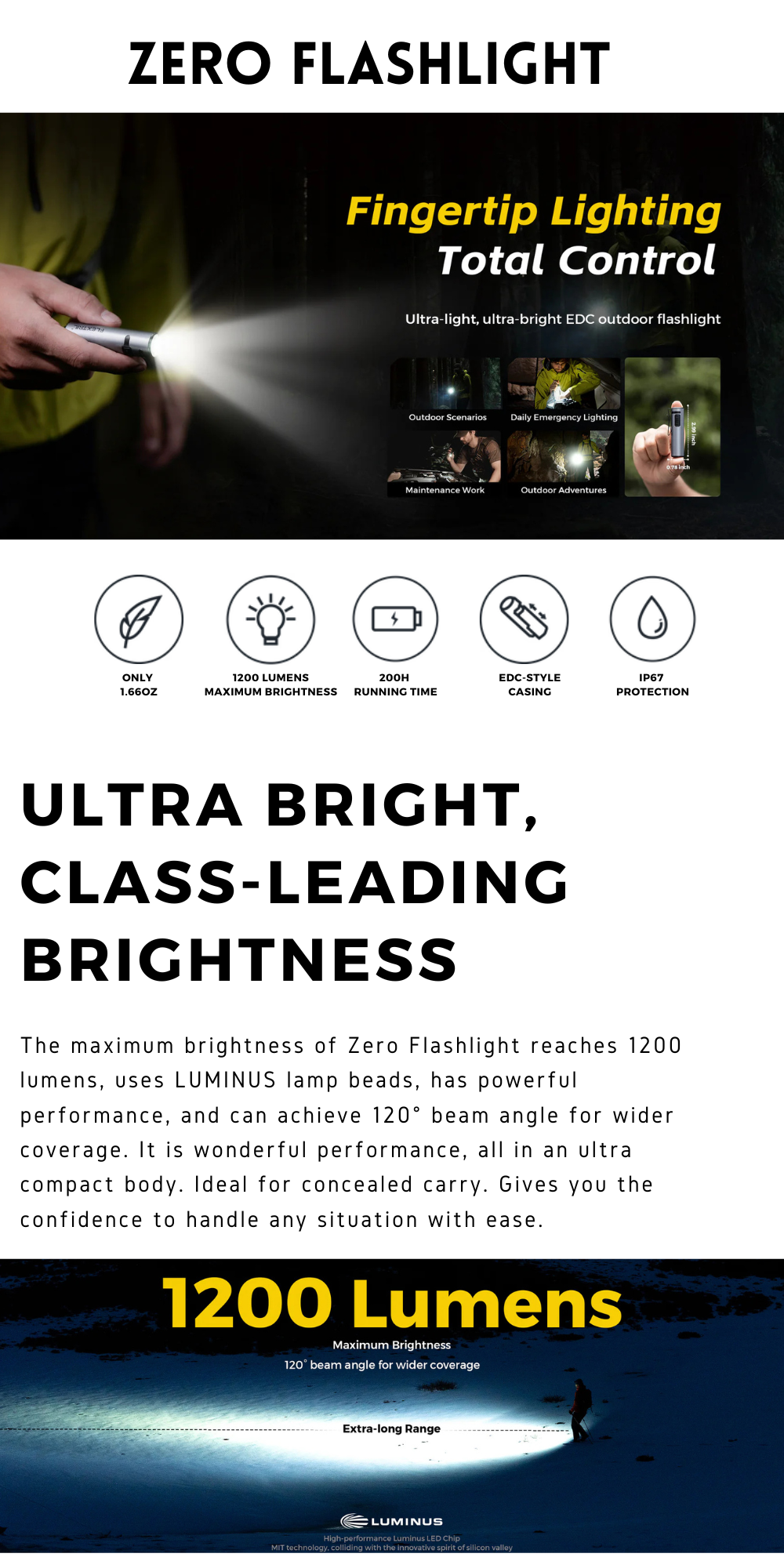 Flextail Zero Flashlight EDC 1200lm Flashlight (with Zero Battery + Case) | Shopee Malaysia