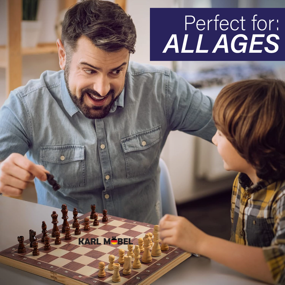 Chess Set Board Wooden Magnetic Foldable Chess Board Portable Papan ...