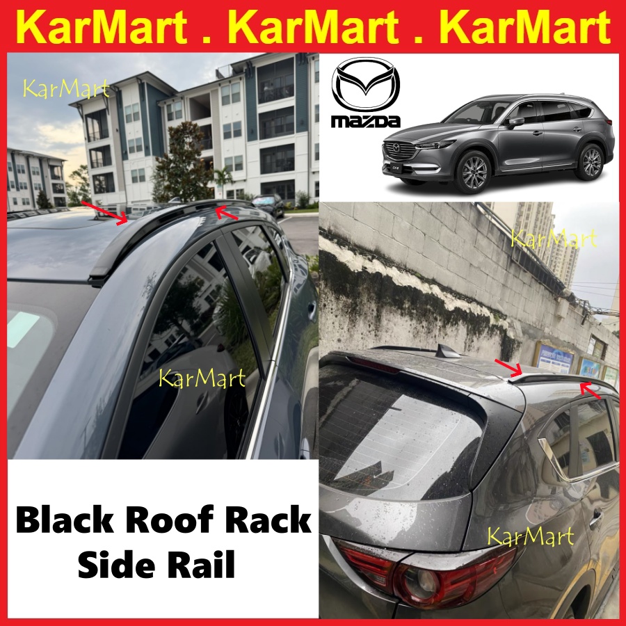 Mazda CX5 KF 2017 - Present Glossy Black Roof Rack Side Rails Roof Bar ...