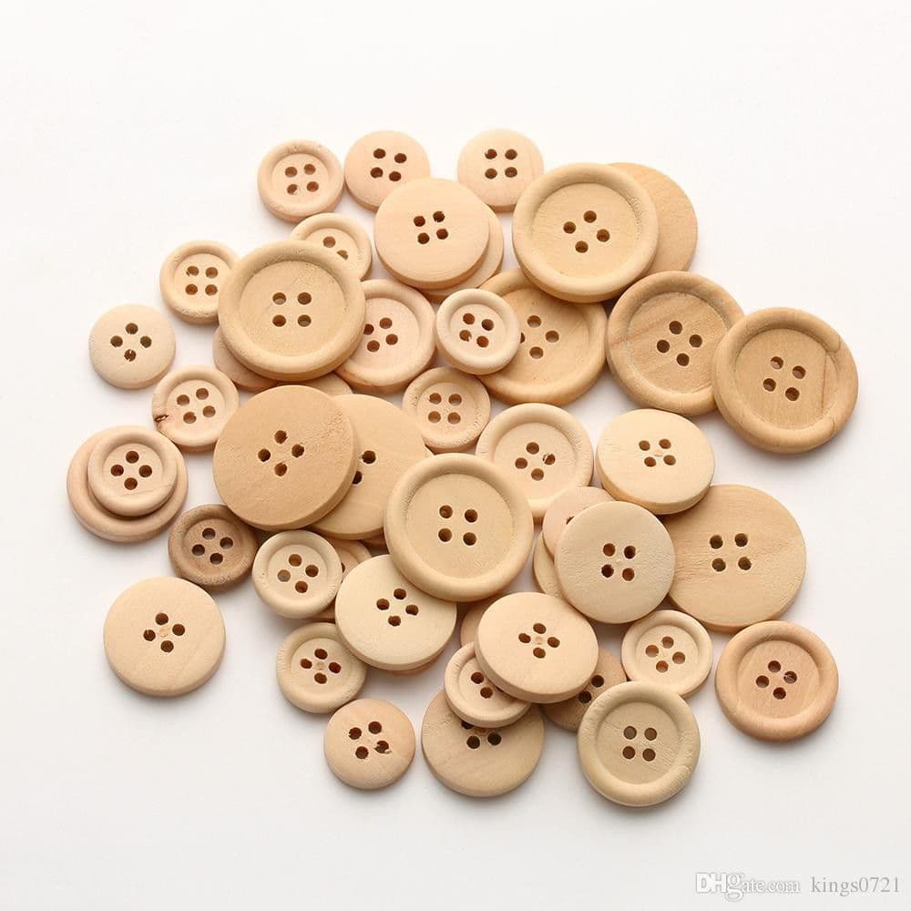10mm 13mm 15mm - Natural color wooden button for Sewing DIY - Butang ...