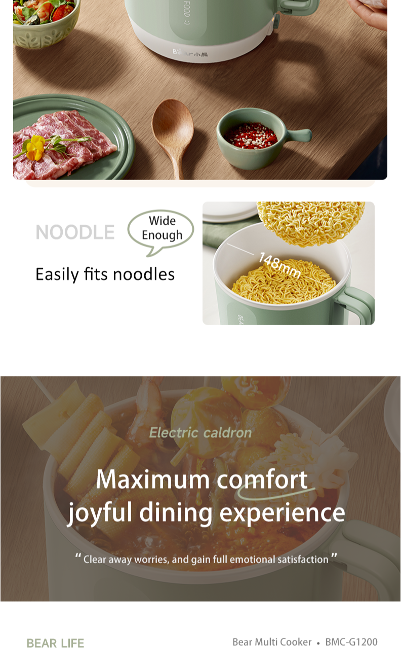 Bear 1.2L Portable Multi Cooker Foldable Travel Cooker | BMC-G1200 ...