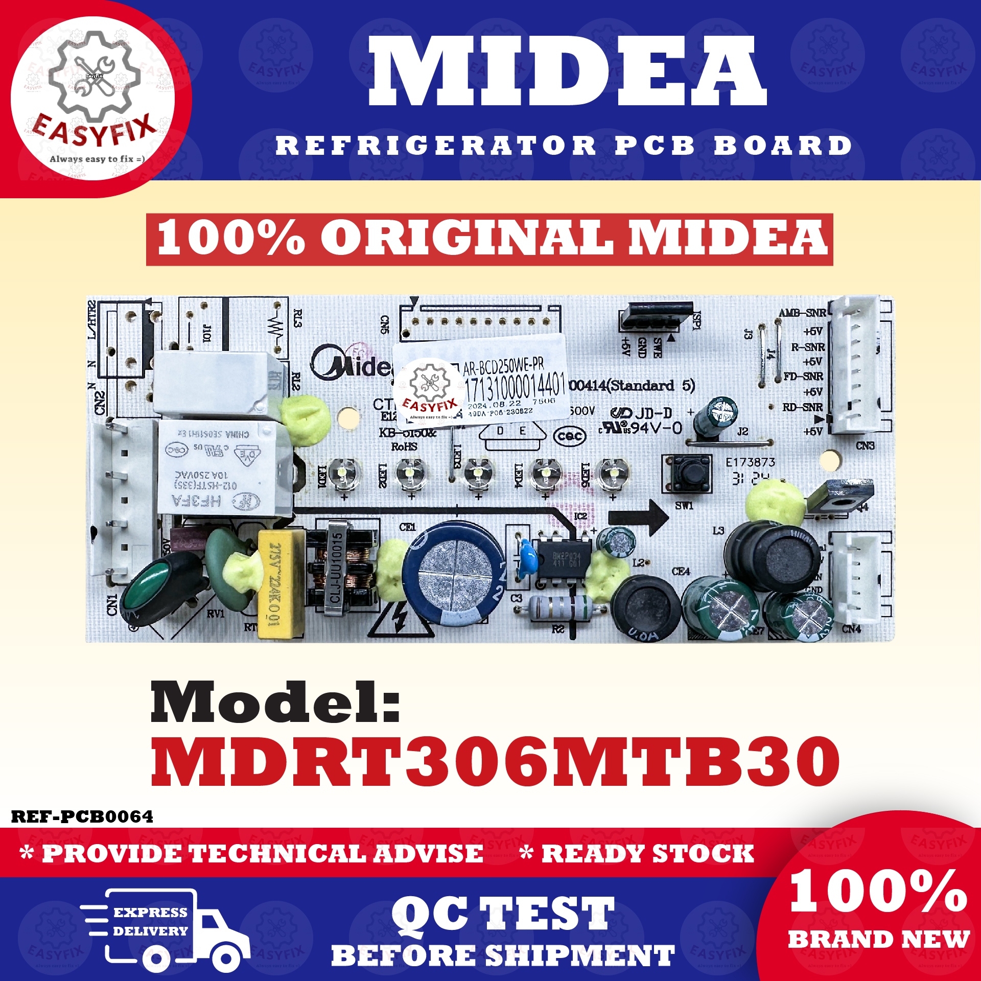 (100% ORIGINAL) MDRT306MTB30 MIDEA REFRIGERATOR PCB BOARD MDRT306 MDRT ...