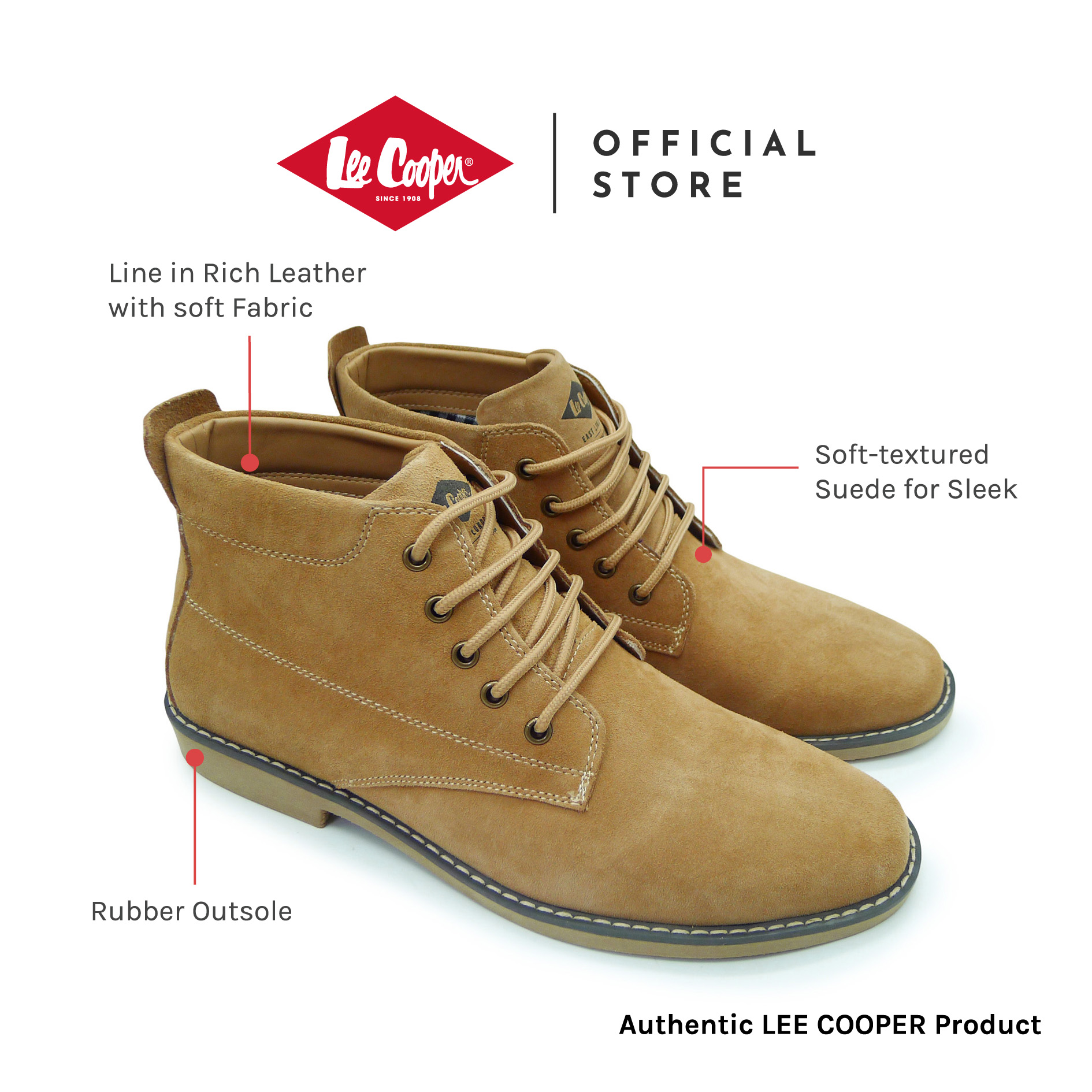 Lee Cooper Men's Lace Up Ankle Boots AI658 | Shopee Malaysia