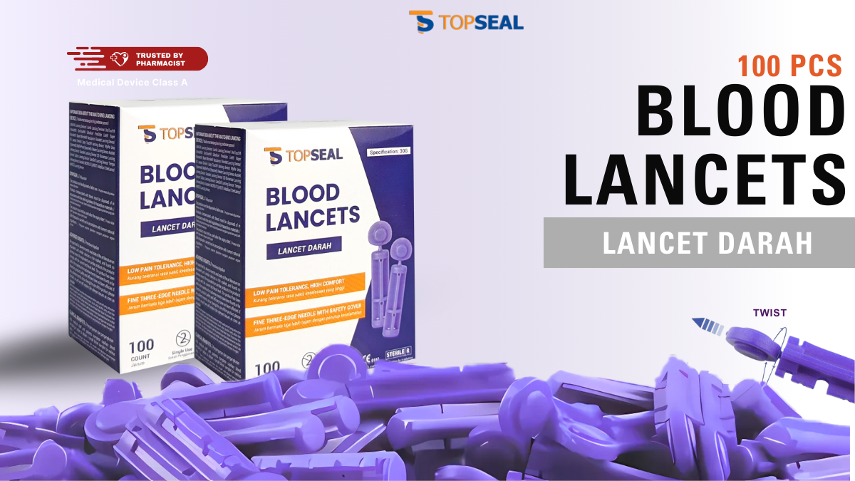 TOPSEAL Medical Grade Sterile Blood Lancet Round 30g 100pcs EXP11/2029 ...