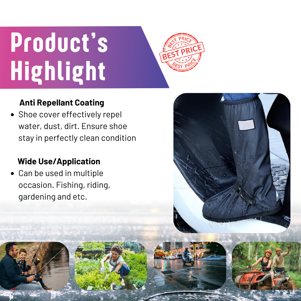 1 Pair Premium Waterproof Motorcycle Rain Boot Cover: Reflective, Anti ...