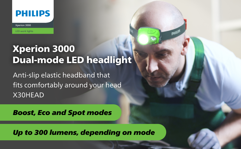 Philips Xperion 3000 Headlight LED Worklights - Rechargeable Dual-mode LED Headlamp | Shopee ...