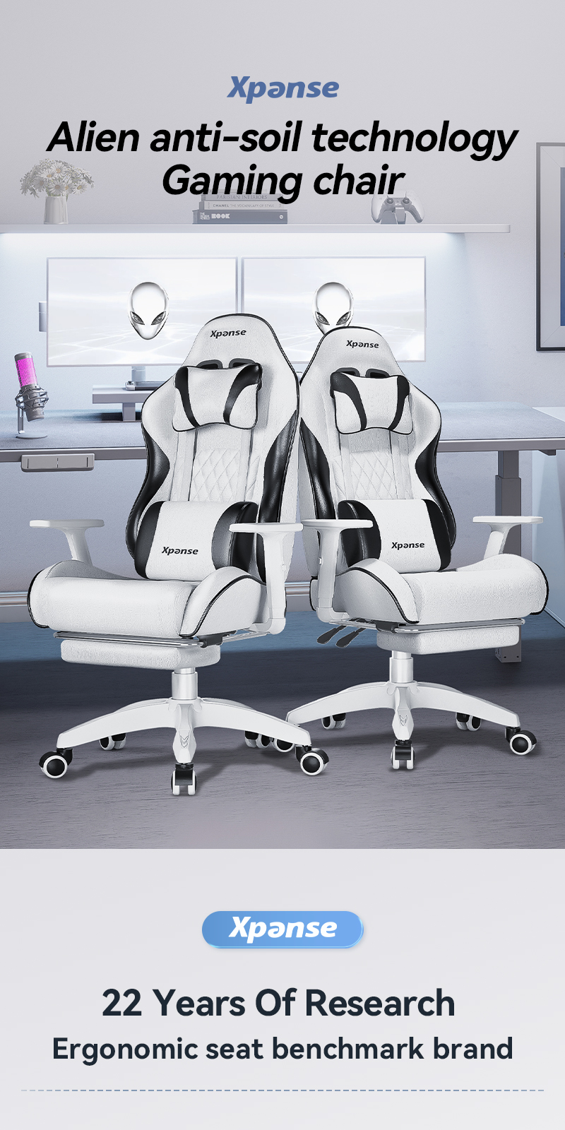 Xpanse Xluster Stain-Resistant Leather Gaming Office Ergonomic Study ...