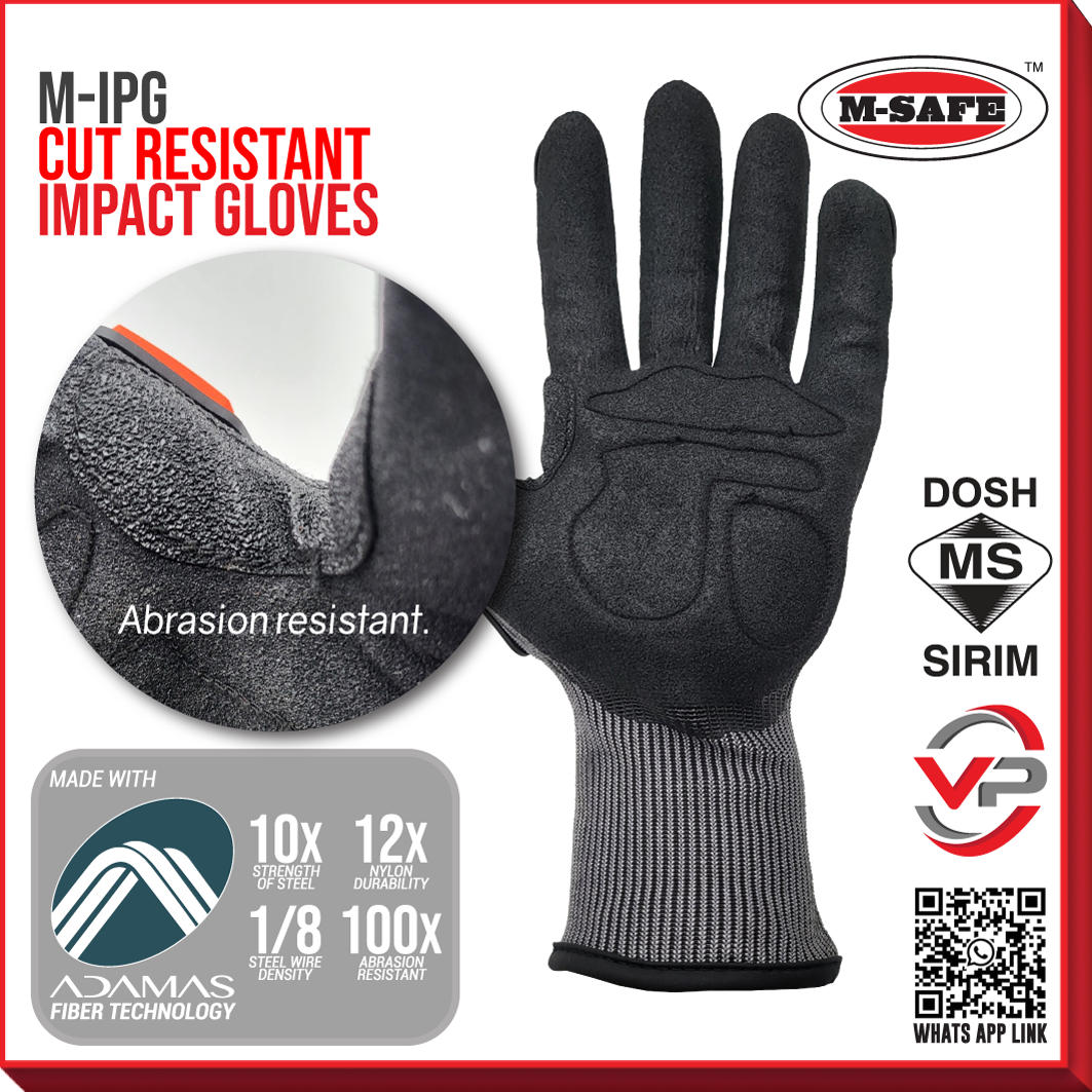 M-SAFE M-IPG CUT RESISTANT SAFETY IMPACT GLOVE/LIGHTWEIGHT/BREATHABLE/ABRASION RESISTANT/SARUNG ...