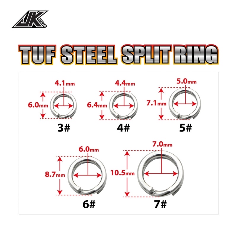 【Jom Pancing】PIRATEZ JK JANKER S.E.A TUF STEEL SPLIT RING 316 STAINLESS ...