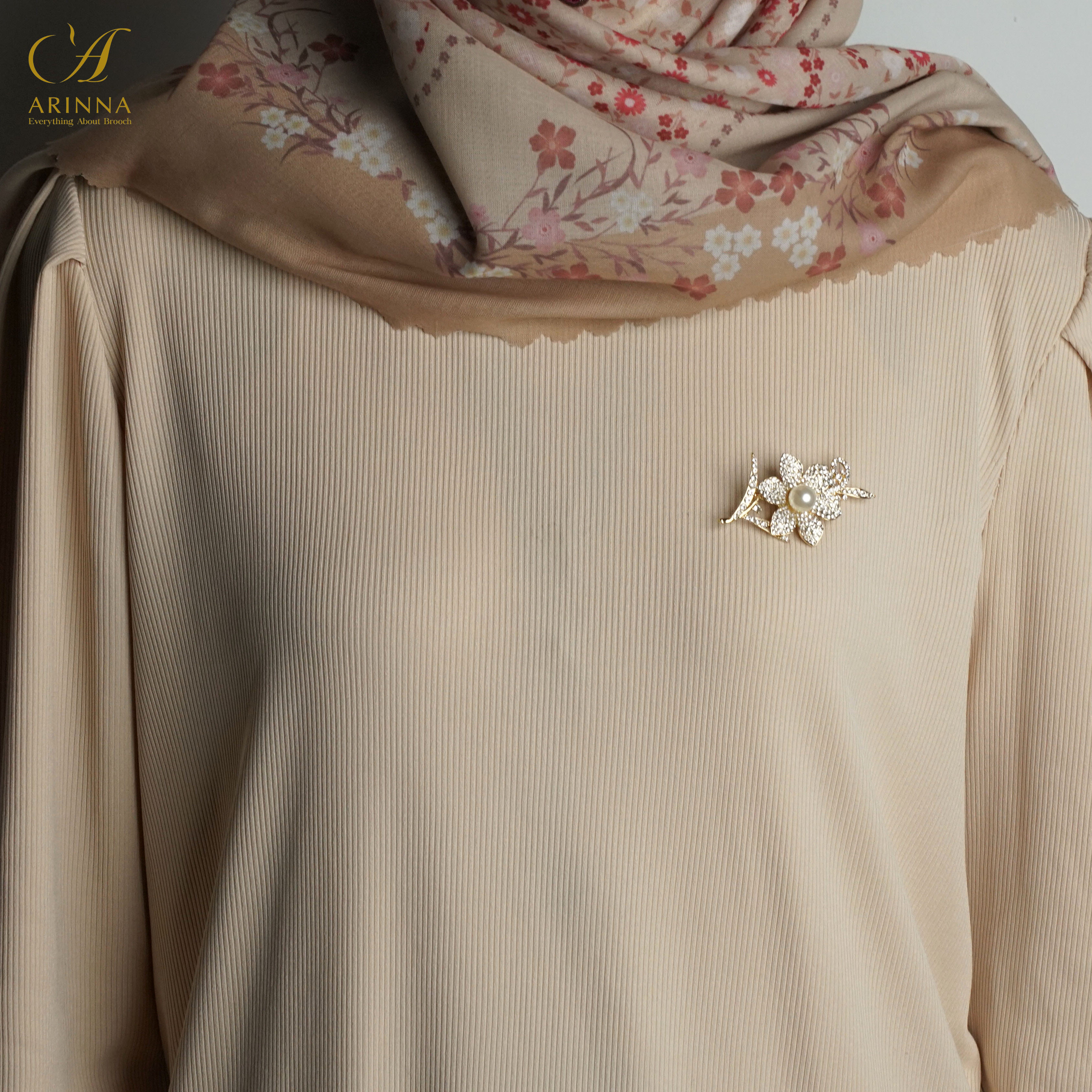 Arinna 2025 New Pearl Brooch Flower Pin Tudung Besar Bunga Bahu ...
