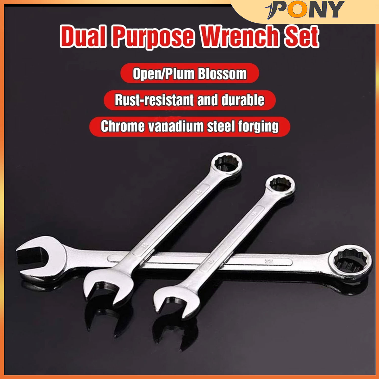 Pony Home-Combination Repair Wrench 8-24mm Spanner Set Tools Set 14 PCS ...