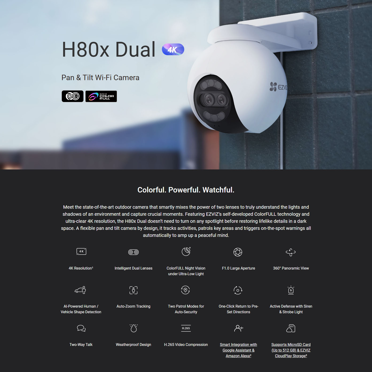 EZVIZ H80X Dual Lens 4K 8MP Color Full Night Vision Outdoor AI Smart ...