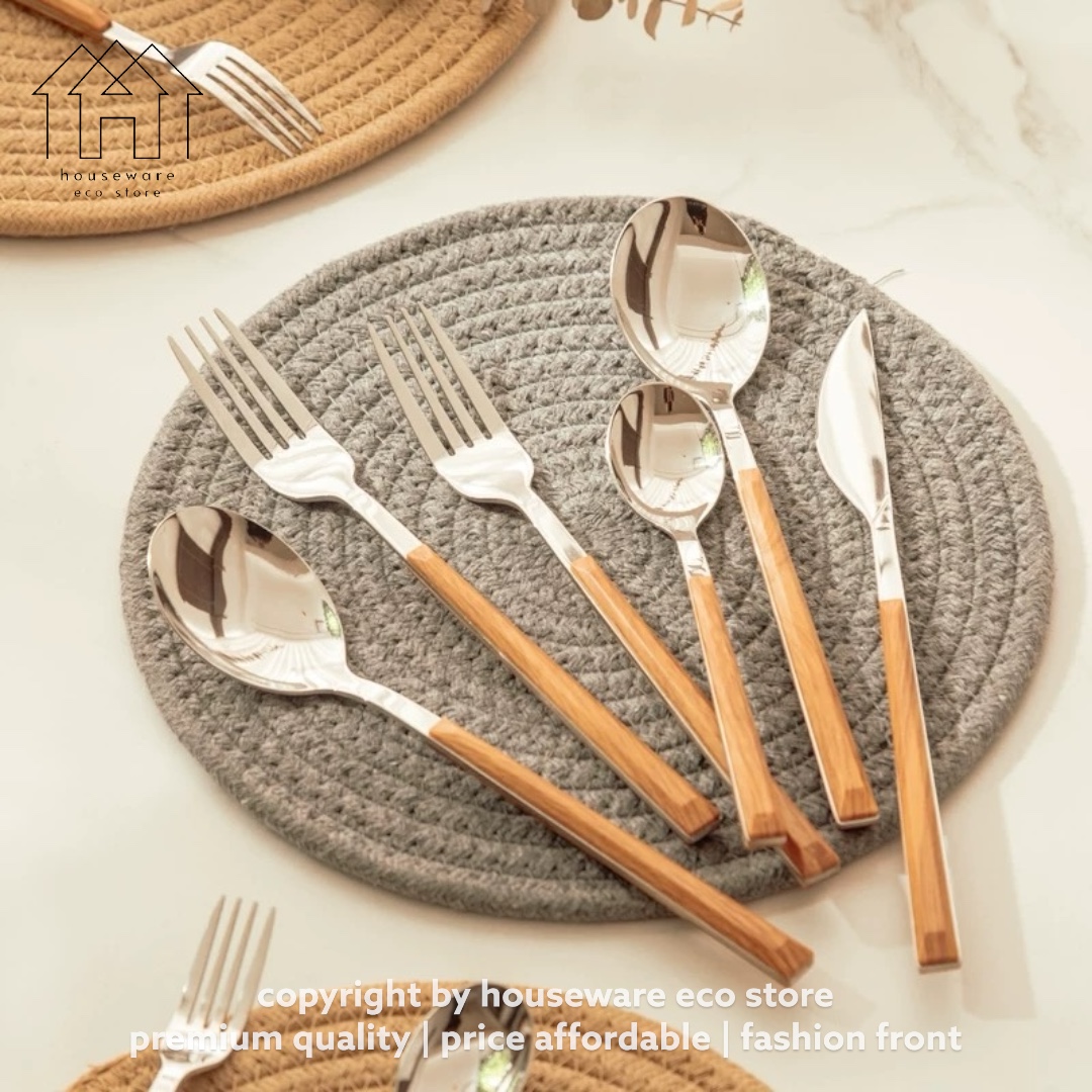 Stainless Steel Cutleries with Artificial Wooden Grain Handle Cutlery ...