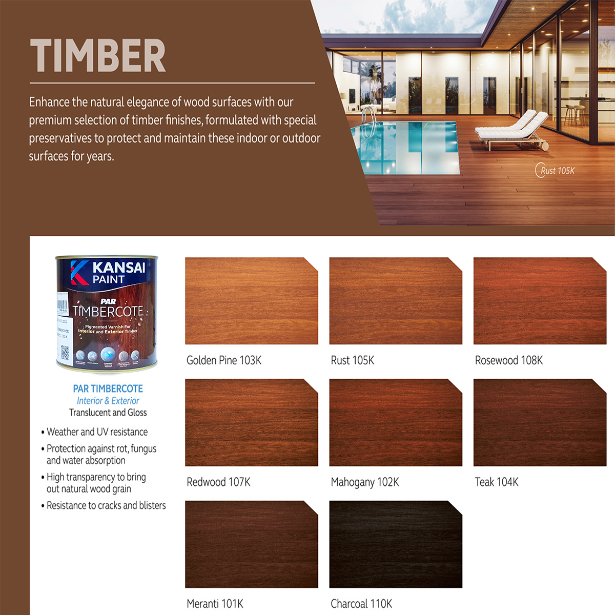 Kansai Paint Par Timbercote Alkyd-Based Varnish/Shellac For Interior & Exterior Wood Timber Cat ...