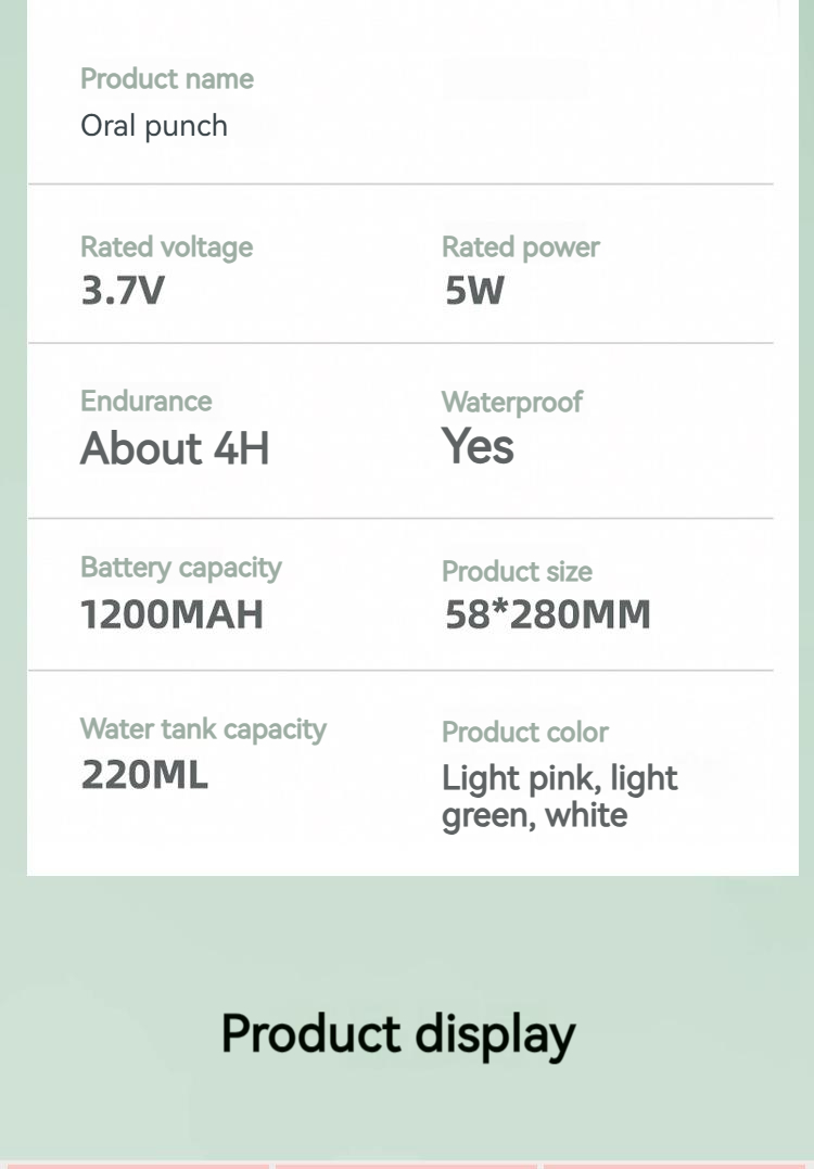 Electric Water Flosser (4 in 1) - 3 Speed Settings, 220ml Large Tank ...