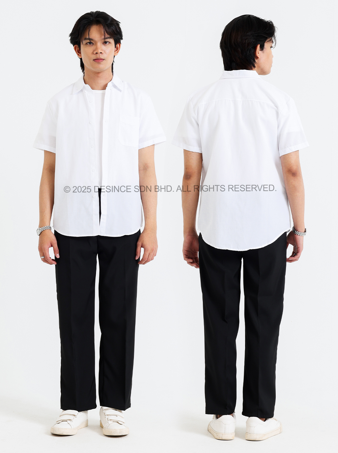 🇲🇾 DESINCE Men Short Sleeve Shirt Man Office Smart Casual Top Formal ...