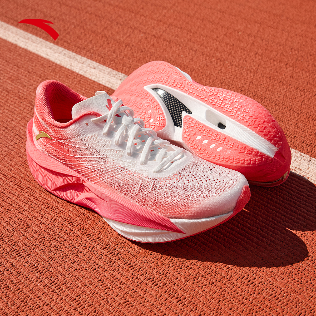 ANTA Men C202 6 Running Shoes Carbon Plate 1125A5575-1 -White/Coral/Metal Golden (Kasut Larian ...