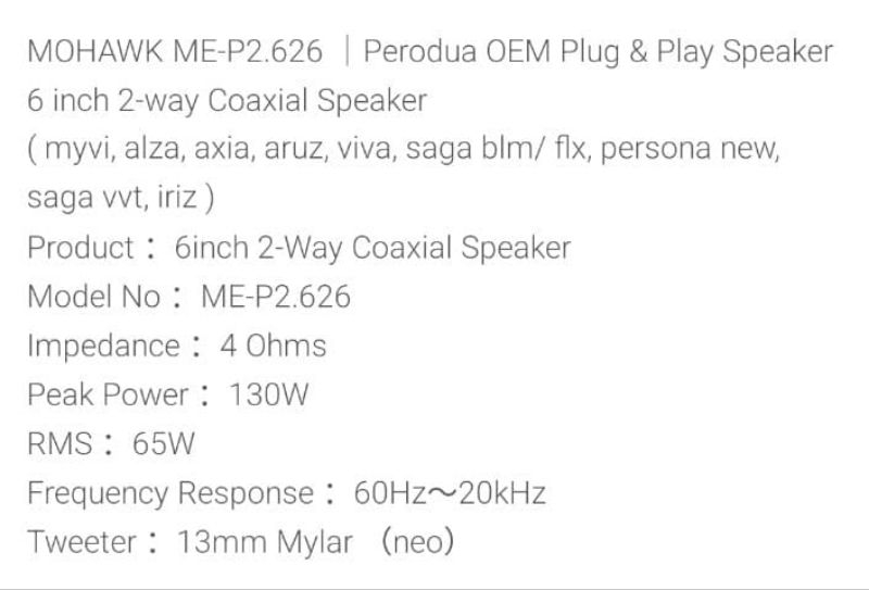 MOHAWK GREEN SERIES PROTON PERODUA PLUG & PLAY SPEAKER SET DEPAN ...