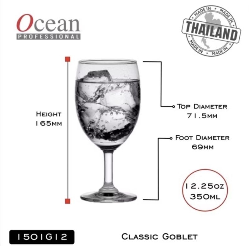 Ocean Classic Water Goblet Juice Glass Cup Set 501G12 Gelas Kaca ...