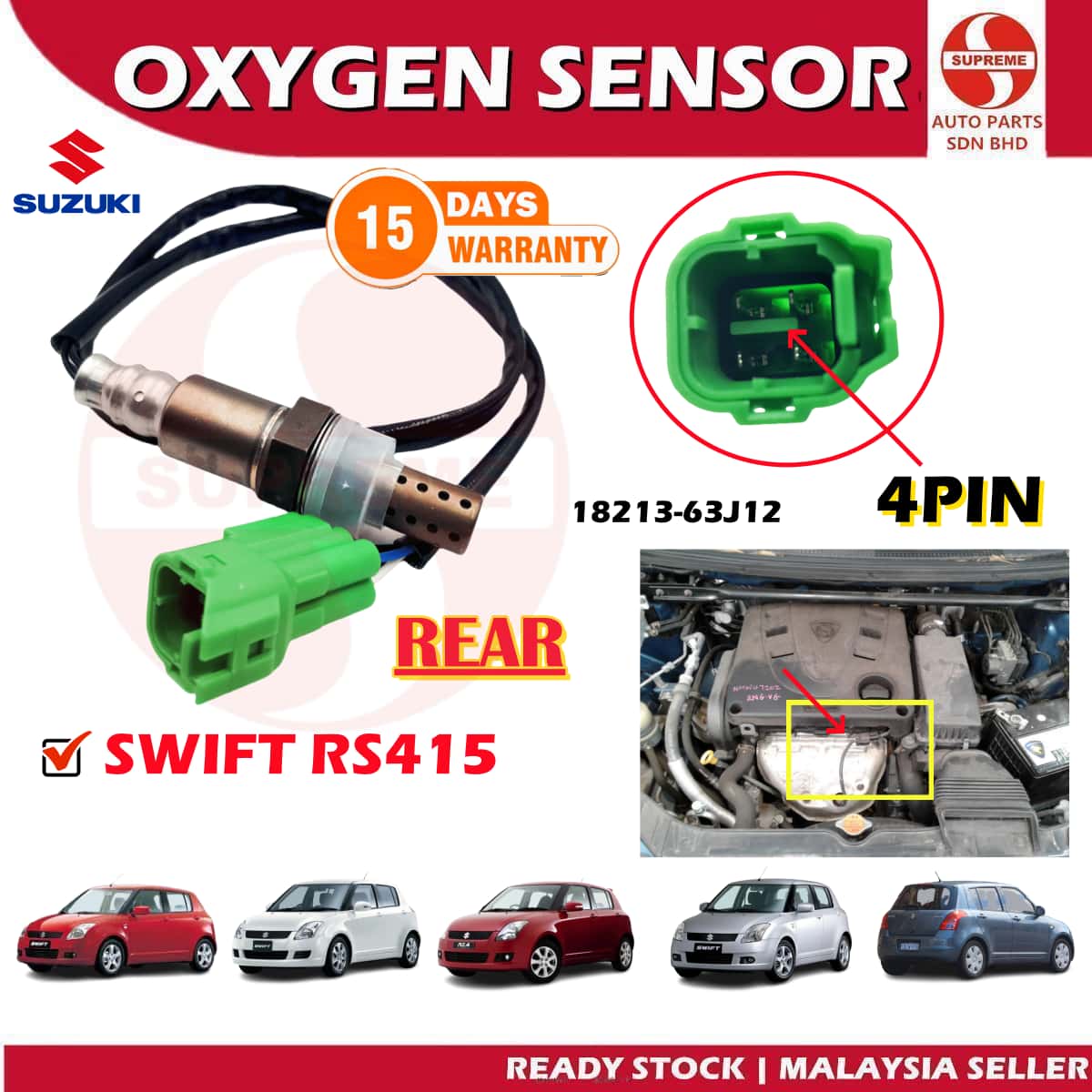 S2U Front Rear Oxygen Sensor O2 Sensor Exhaust Suzuki Swift RS415 1.5 ...