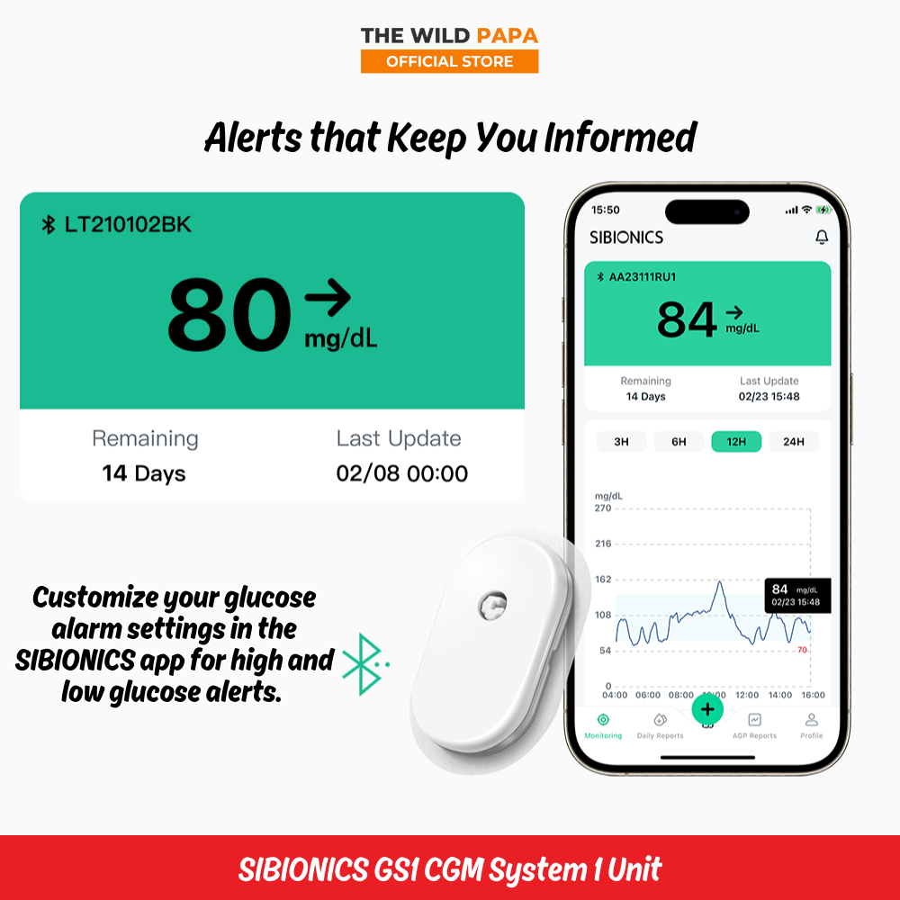 SIBIONICS GS1 CGM 24h Real Time Glucose Monitoring System 1Unit Finger ...