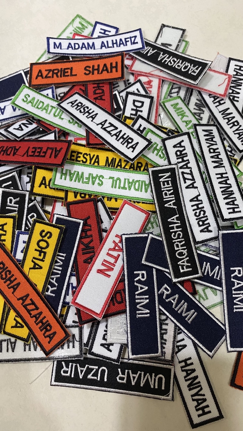 Name Tag Sekolah 1 Set (3pcs) Iron On / Custom Name Tag / Sulam Tag ...