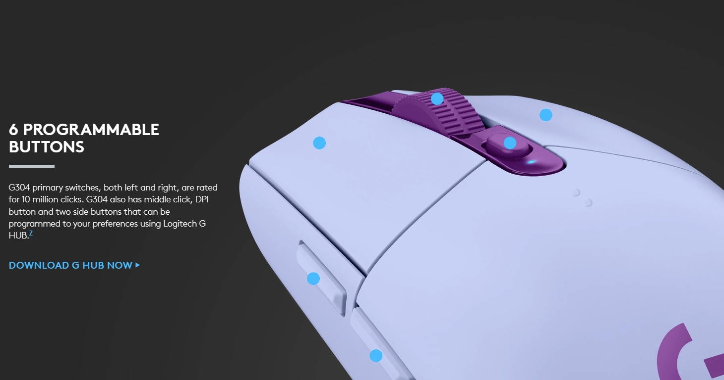 LOGITECH G304 WIRELESS GAMING MOUSE WITH HERO SENSOR / 12000 DPI ...