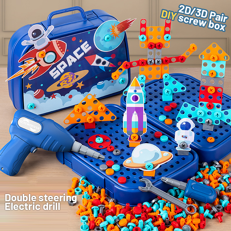 Kids Intelligence Disassembly Toolbox Electric Drill Toy Set Building ...