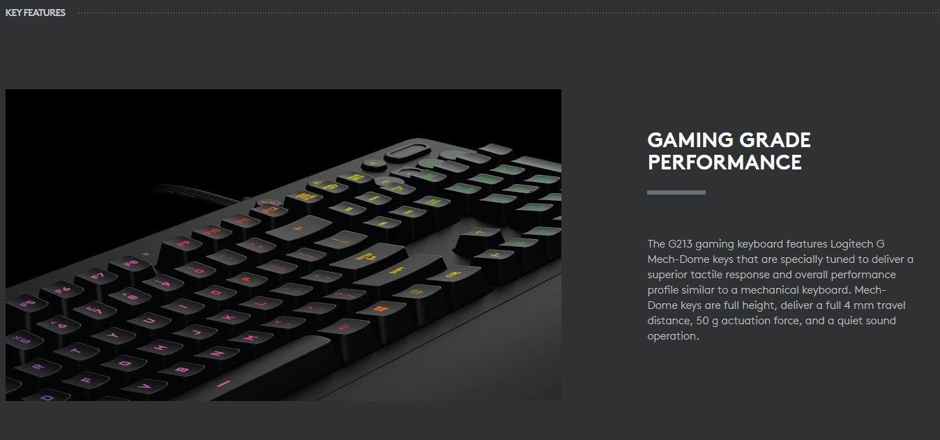 LOGITECH G213 PRODIGY RGB WIRED GAMING KEYBOARD WITH DEDICATED MEDIA ...