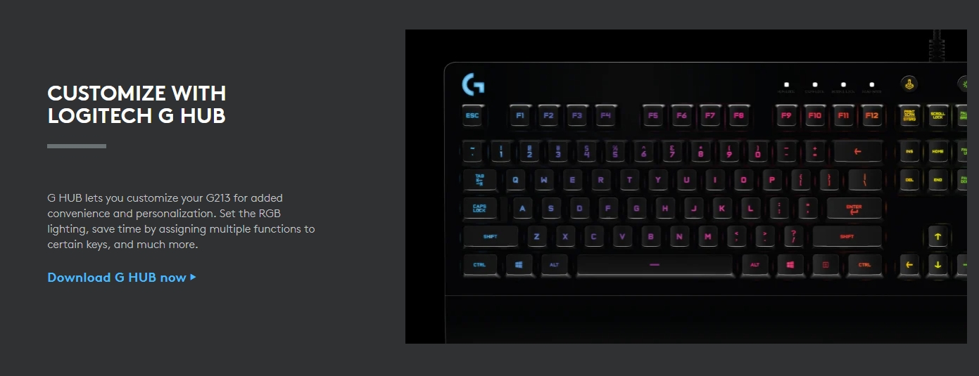 LOGITECH G213 PRODIGY RGB WIRED GAMING KEYBOARD WITH DEDICATED MEDIA ...