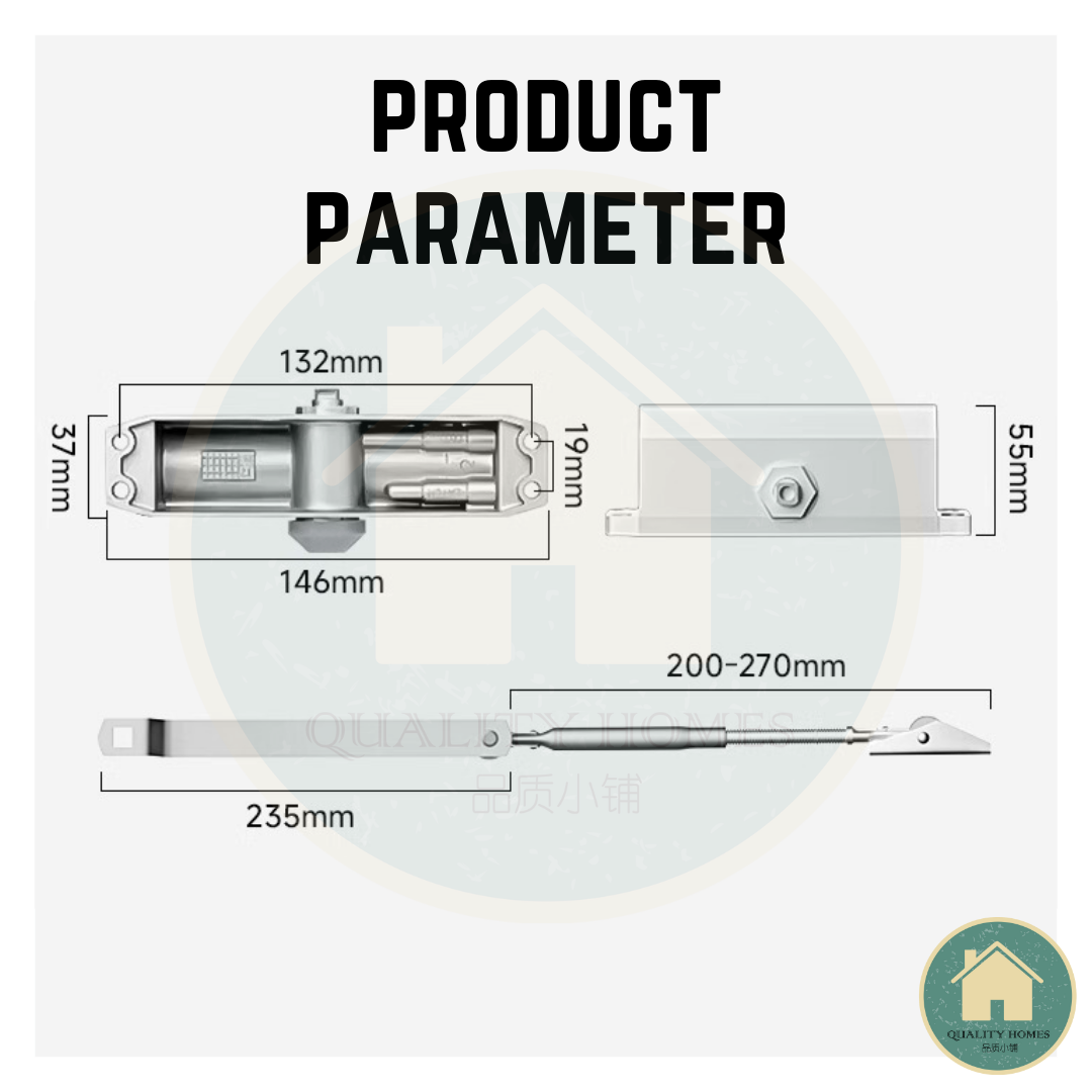 Quality Homes Stainless Steel Automatic Door Closer 25-65kg Heavy Duty ...